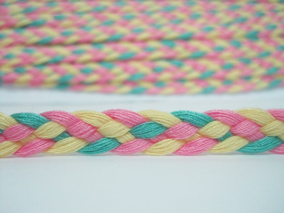 5 Yards Braided Trim, Multicolored Trim, Flat Braided Cord, Braided ...