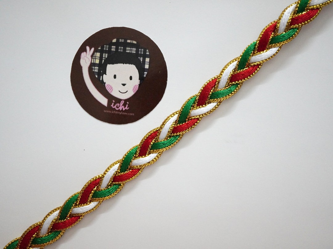 5 Yards 3/8" Christmas Thick Braided With Gold Metallic, Christmas Cord ...