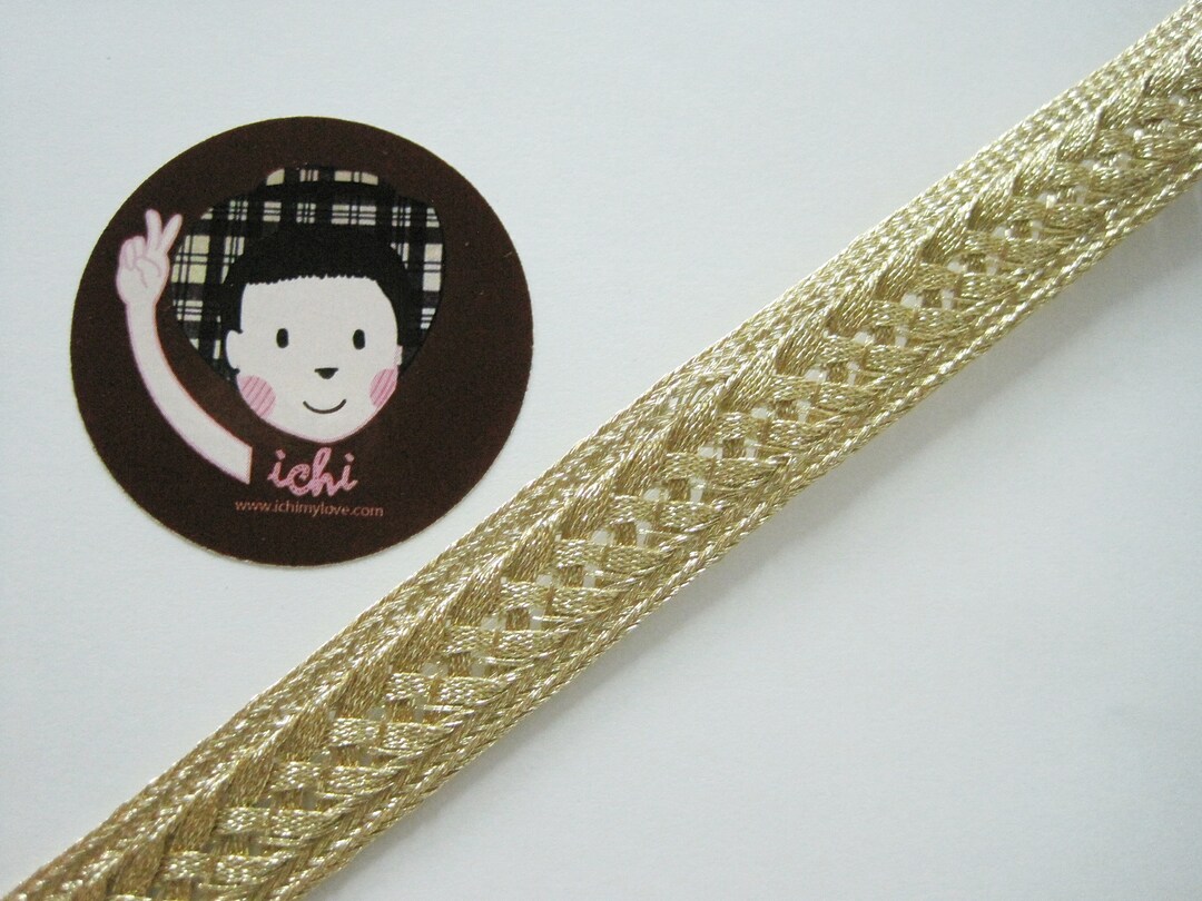 5 Yards 9/16" Light Gold Metallic Braid, Gold Lace, Gold Braid, Gold ...