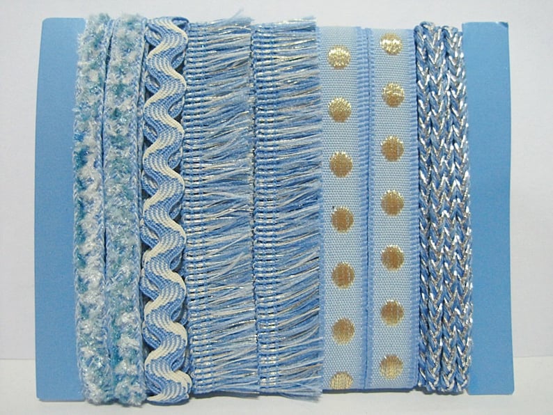Denim Trim Set 3, Trim Set, Blue Trim, Denim Ribbon, Assorted Trim ...