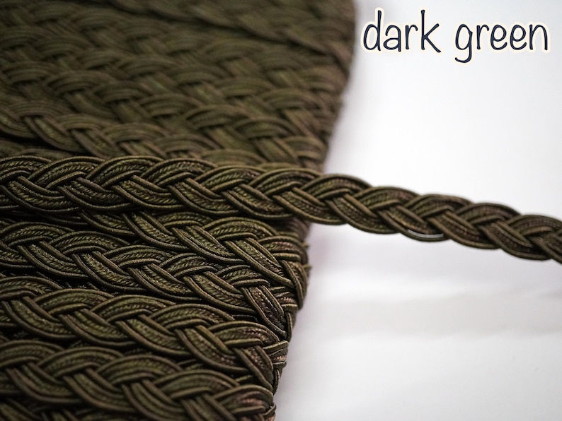 5 Yards 1/4" Green Braided Cord, Braided Gimp Trim, Scroll Braid Trim ...
