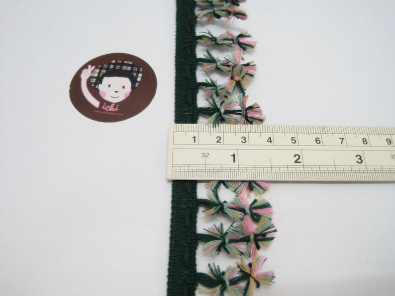 5 Yards Green Fly Fringe Green Pink Flower Trim Flower | Etsy