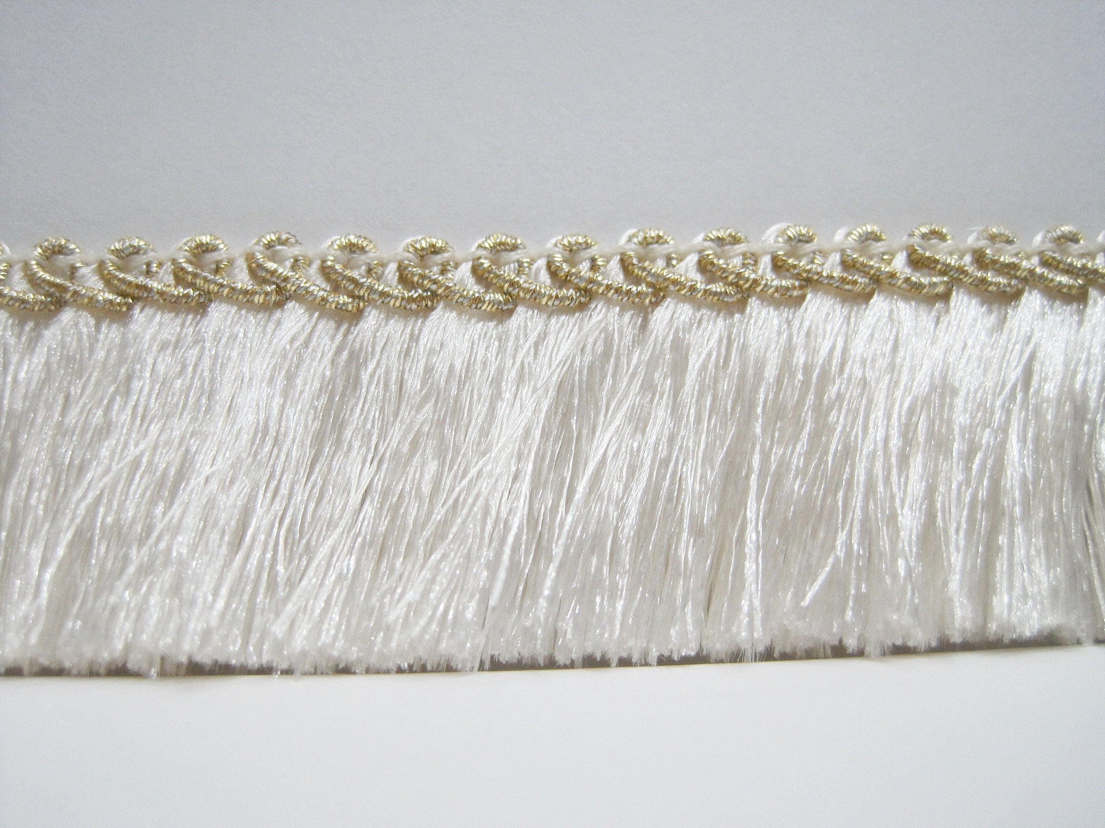 5 Yards Ivory Tassel Fringe Gold Metallic White Trim Fringe | Etsy