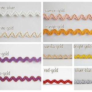 5 Yards Pink Tiny Rick Rack With Gold Metallic, Tiny Rick Rack, Mini ...