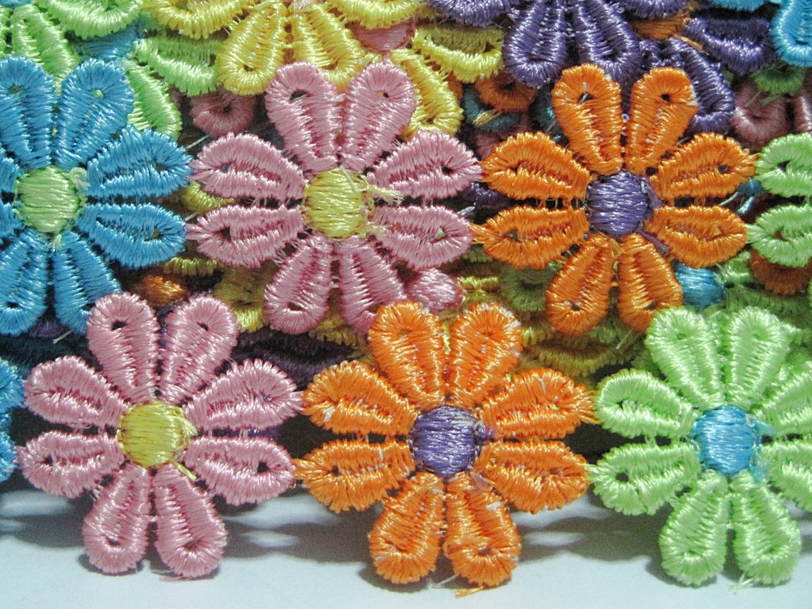 5 Yards Rainbow Flower Trim 2.5 Cm-wide Colorful Trim Flower | Etsy