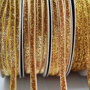5 Yards 3/16" Gold Metallic Glitter Ribbon, Glitter Yarn, Sparkle ...