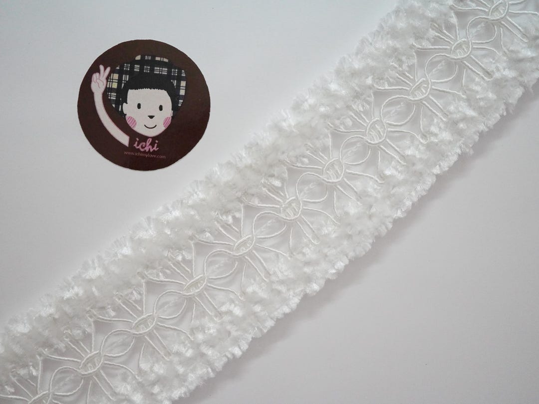 5 Yard of Off-white Chenille Braid, Chenille Trim, Velvet Trim, Velvet ...