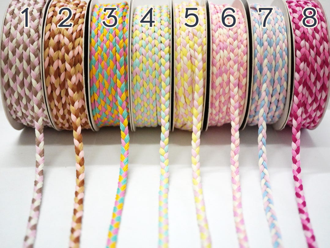 5 Yards Multicolored Braided Trim, Multicolored Trim, Flat Braided Cord ...