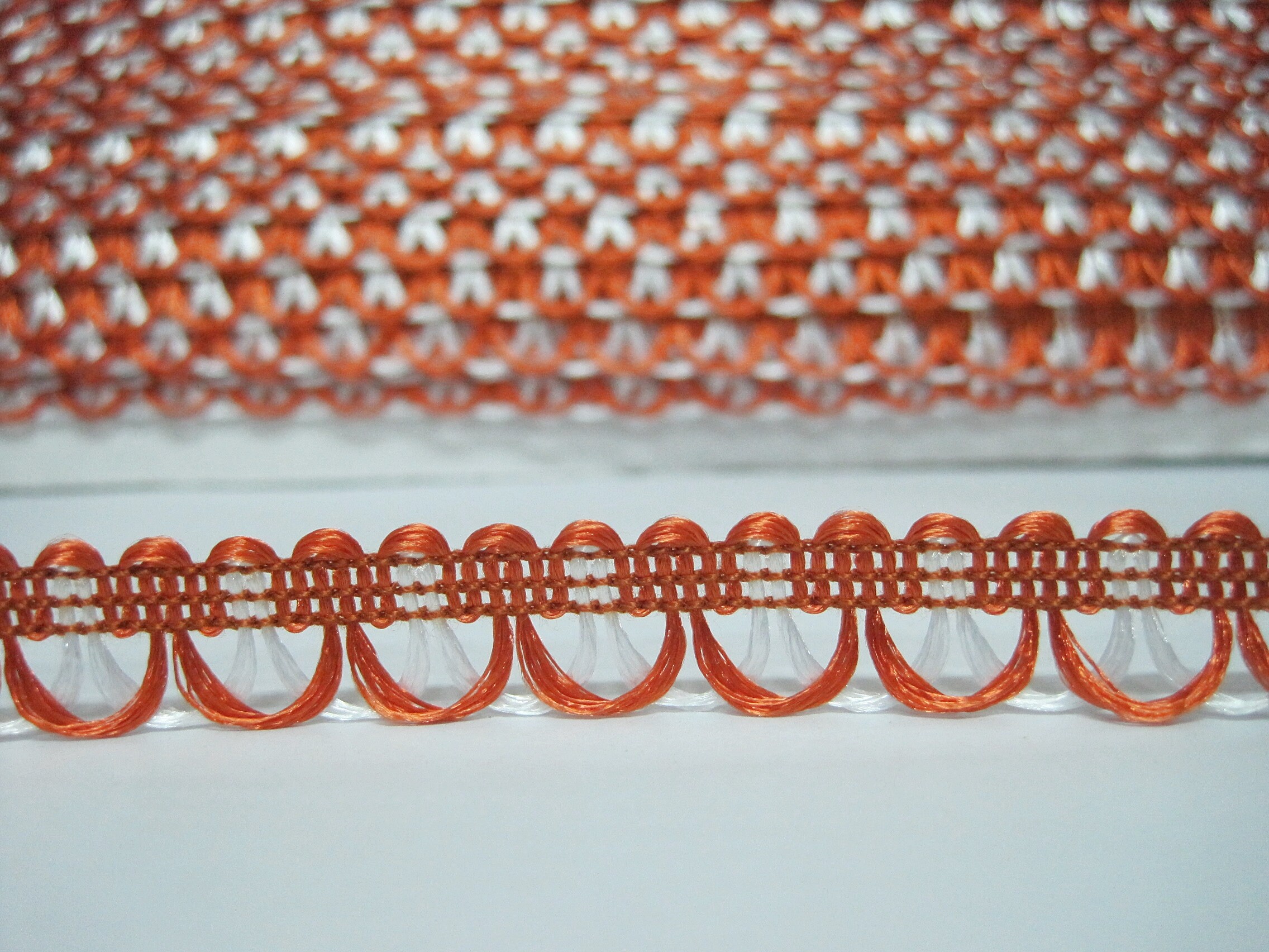 5 yards Tangerine-White Scallop Loop loop trim braided trim | Etsy