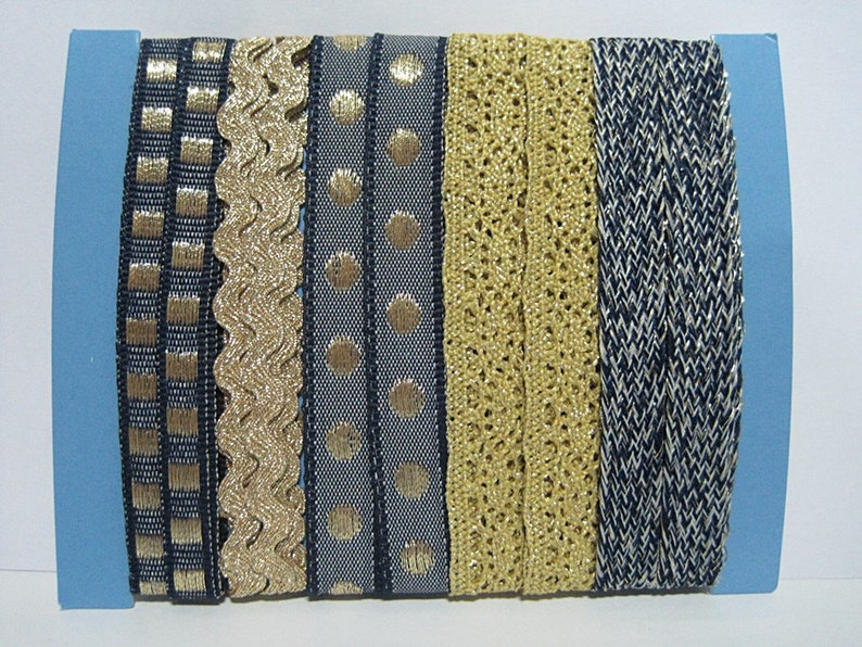 Denim Trim Set 1 Trim Set Blue Trim Gold Trim Gold Crochet - Etsy