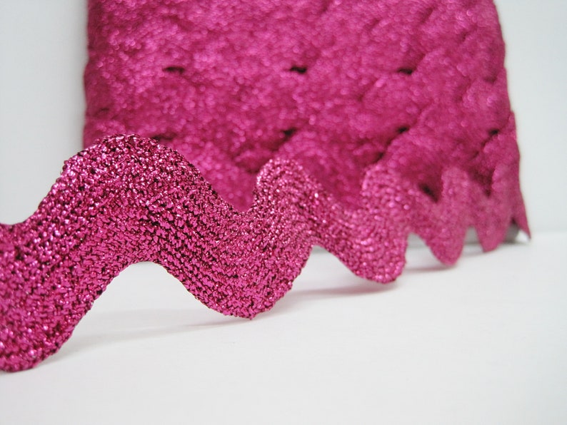 5 Yards Hot Pink Jumbo Metallic Rick Rack Trim, Metallic Rick Rack ...