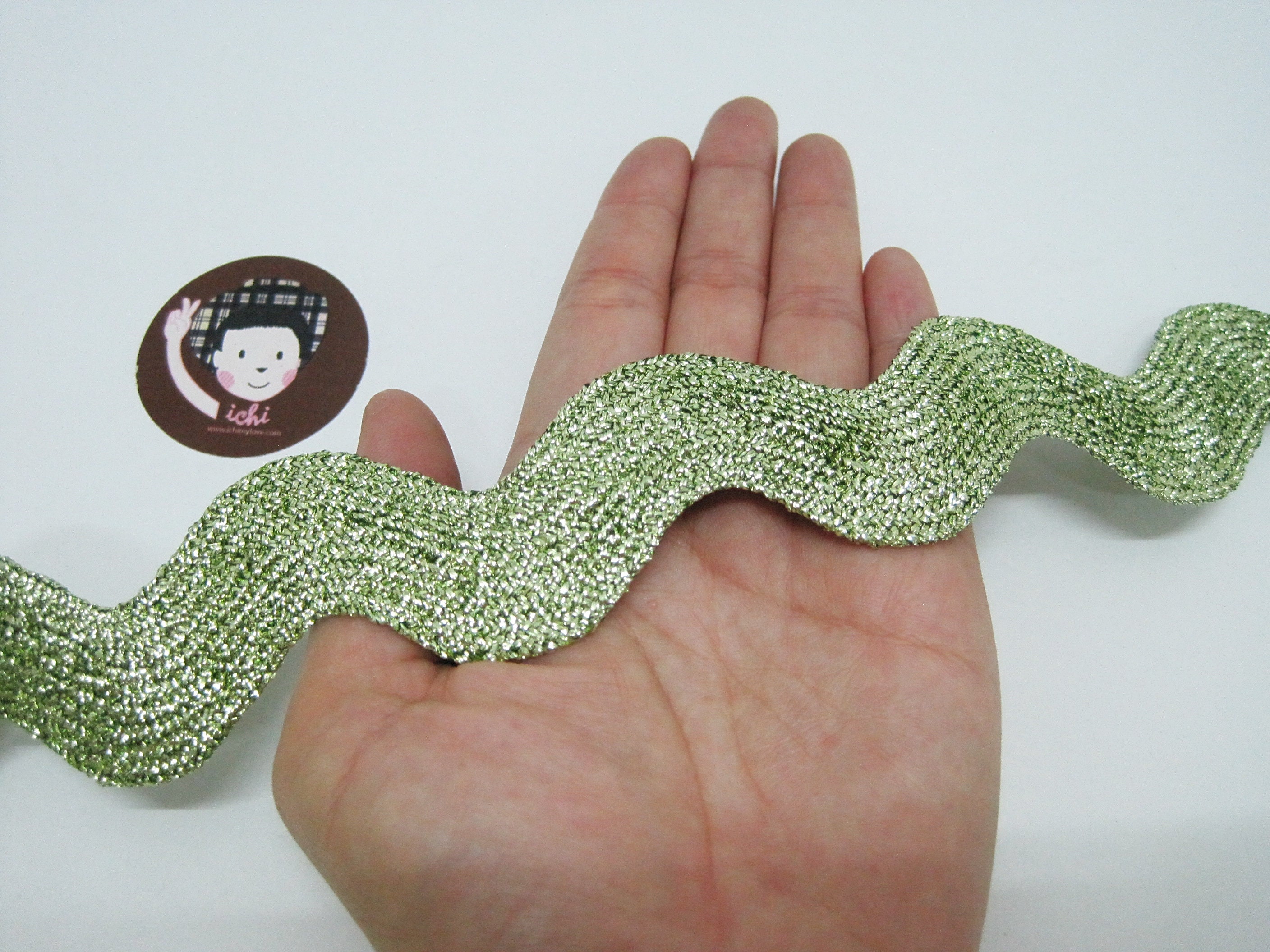 5 Yards Olive Green Jumbo Metallic Rick Rack Trim, Metallic Rick Rack ...