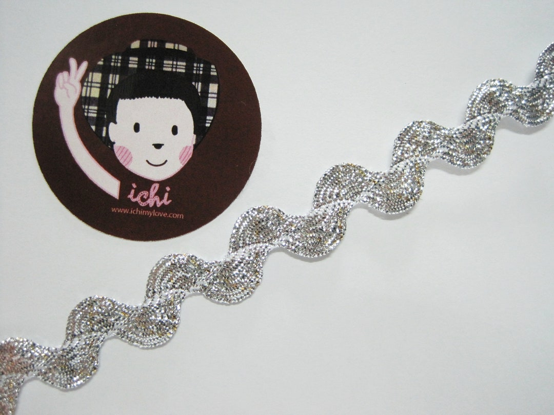 5 Yards 1/2" Silver Metallic Rick Rack Trim, Silver Trim, Ric Rac Trim ...