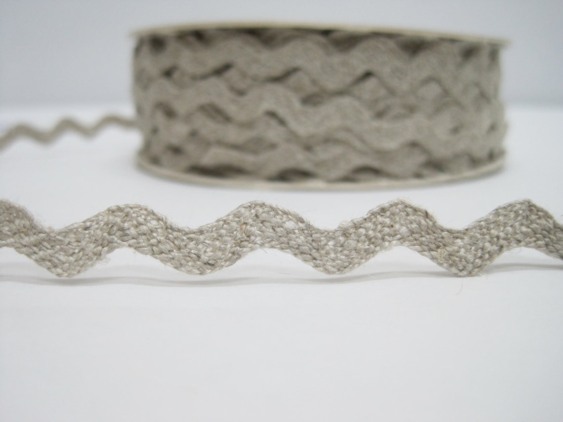 5 Yards 3/8" Linen Rick Rack, Linen Trim, Linen Ribbon, Linen Lace Trim ...