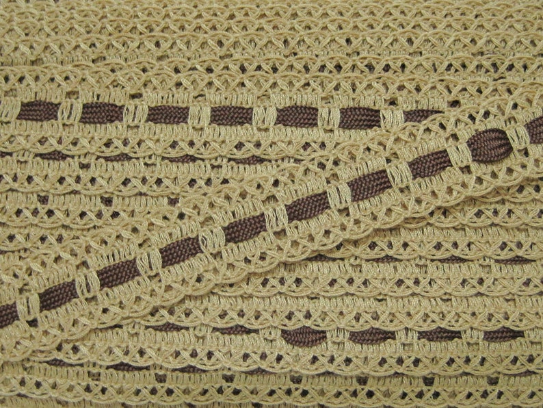 5 Yards Royal Gold Lace Trim With Dark Brown Ribbon Insert - Etsy