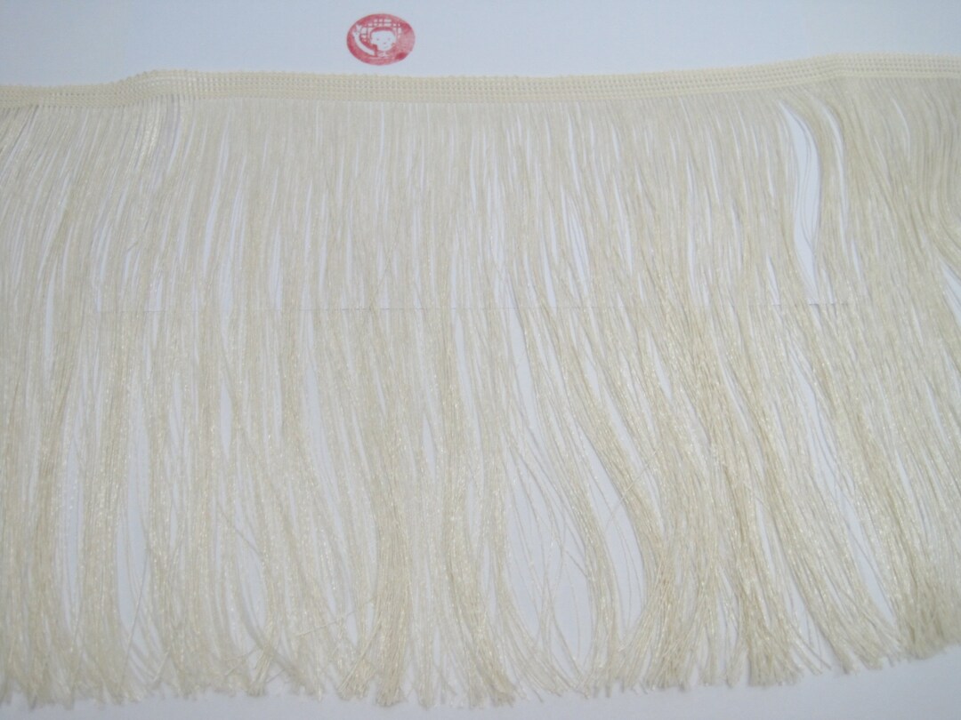 1 Yard 4" to 10" Cream Chainette Fringe, Cream Trim, Fringe Tassel Trim ...