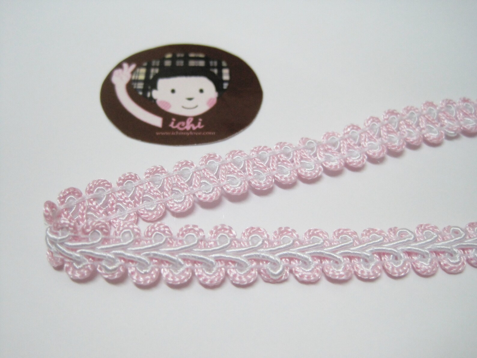 5 Yards 3/8" White-soft Pink Gimp Braided Trim, Gimp Braid, Braided ...