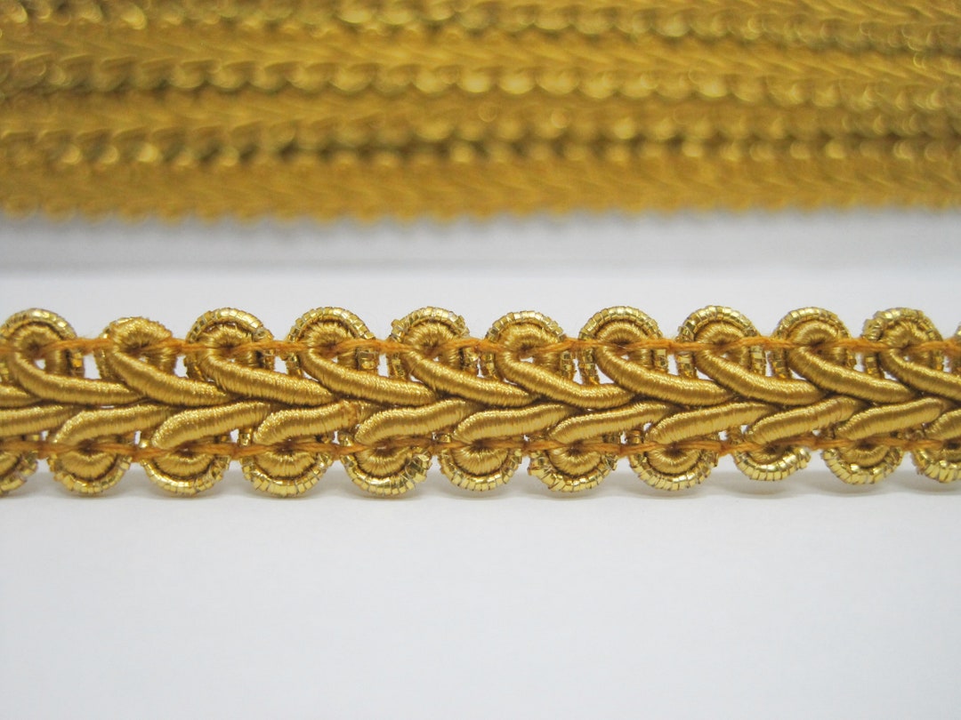 5 Yards 1/2" Classic Gold Gimp Braided Gold Metallic Edge Trim, Gimp ...
