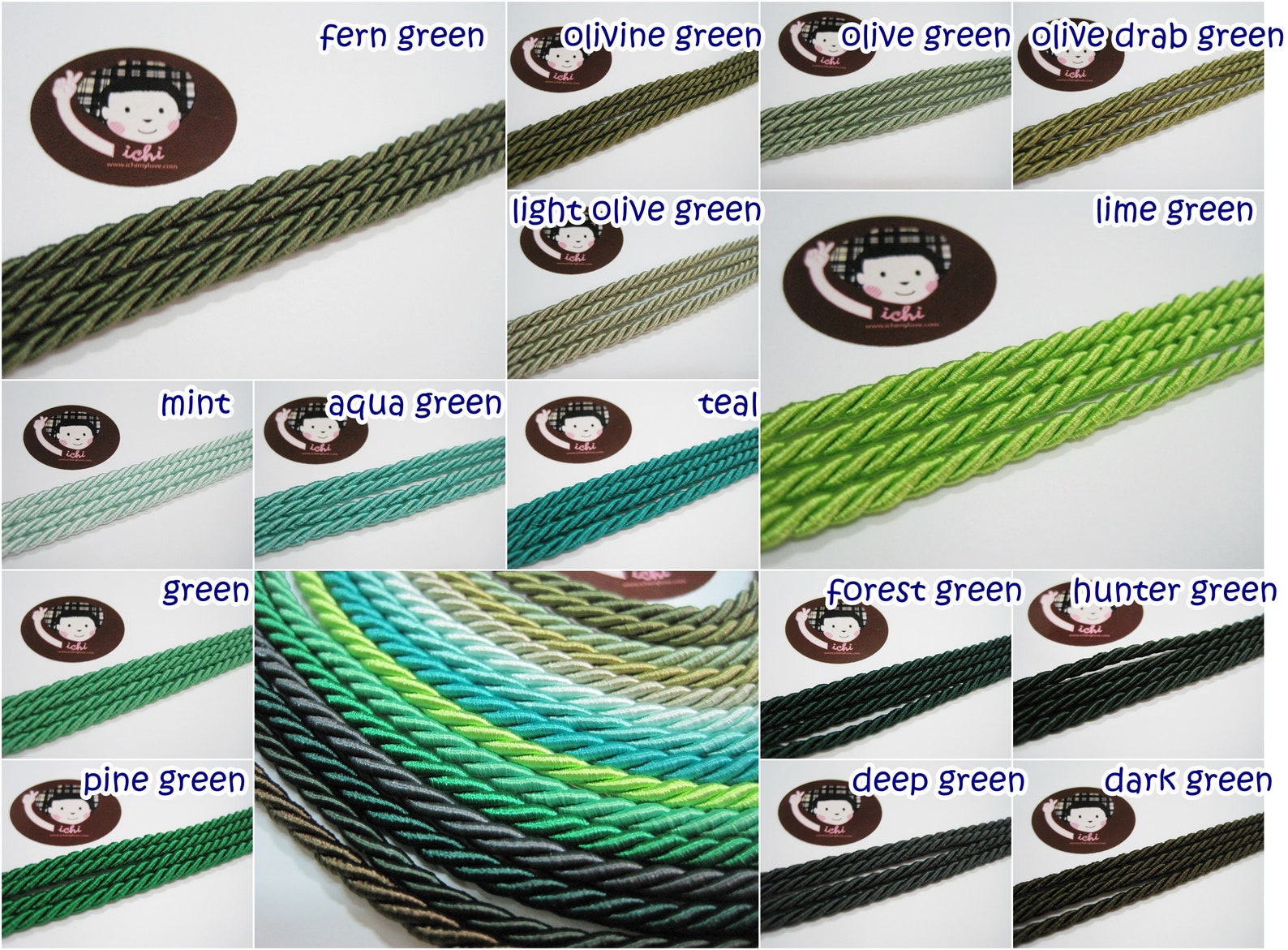 5 Yd 4 Mm Twisted Cord Green Twisted Cord Teal Twisted Cord - Etsy