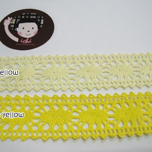 5 Yards 1" Yellow Crochet Lace Trim, Lace Trim, Crochet Lace Trim ...