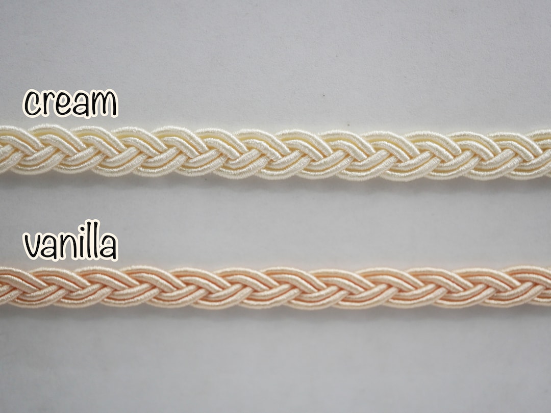5 Yards 1/4" Cream Braided Cord, Cream Cord, Flat Braided Cord, Flat ...