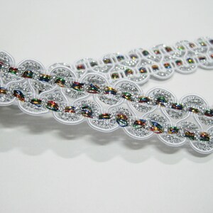 5 Yards 5/8 White-silver Metallic Braid, Silver Lace, Silver Braided ...