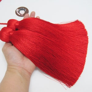 1 Pair Red Double Tassel on Cord, Red Tassel, Tassel on Cord ...