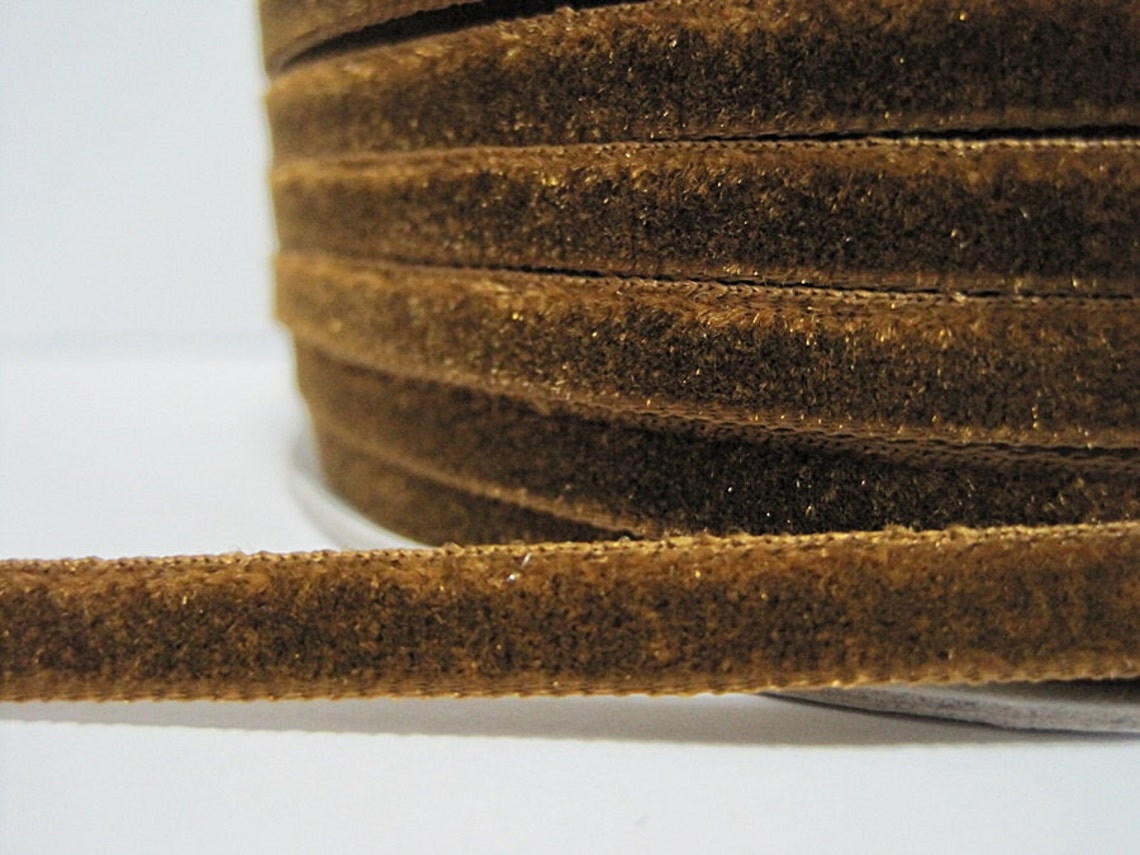 5 yards 1/4 Golden Brown Velvet Ribbon Brown Ribbon | Etsy