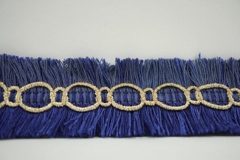 5 Yards Navy Blue Double Sided Fringe, Tassel Fringe, 2 Sides Fringe, 2 ...