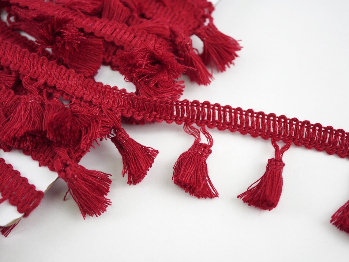 5 Yards Ruby Tassel Fringe, Ruby Tassel Trim, Red Tassel Fringe, Tassel ...