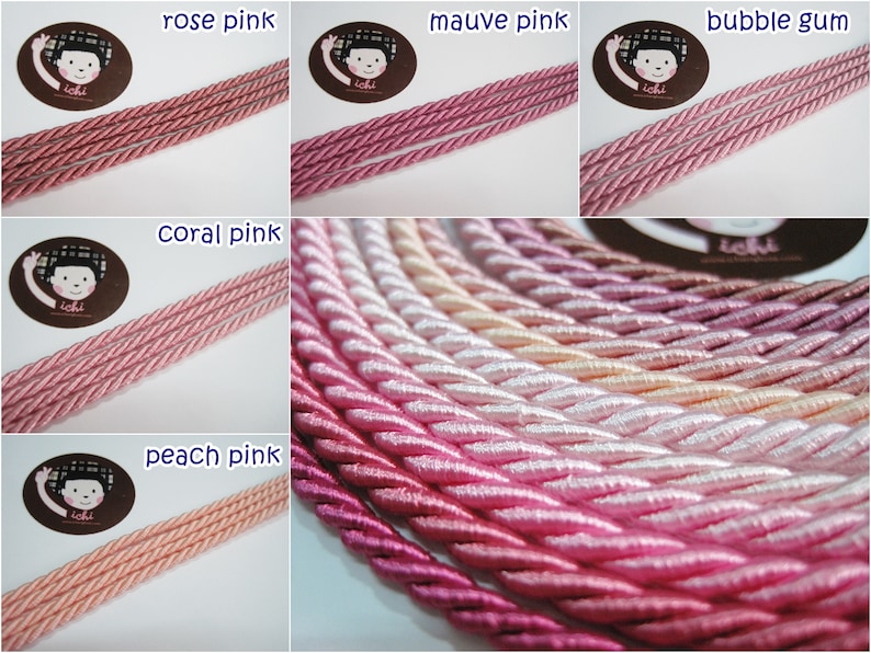 5 Yd 4 Mm Twisted Cord Pink Twisted Cord Braided Cord - Etsy