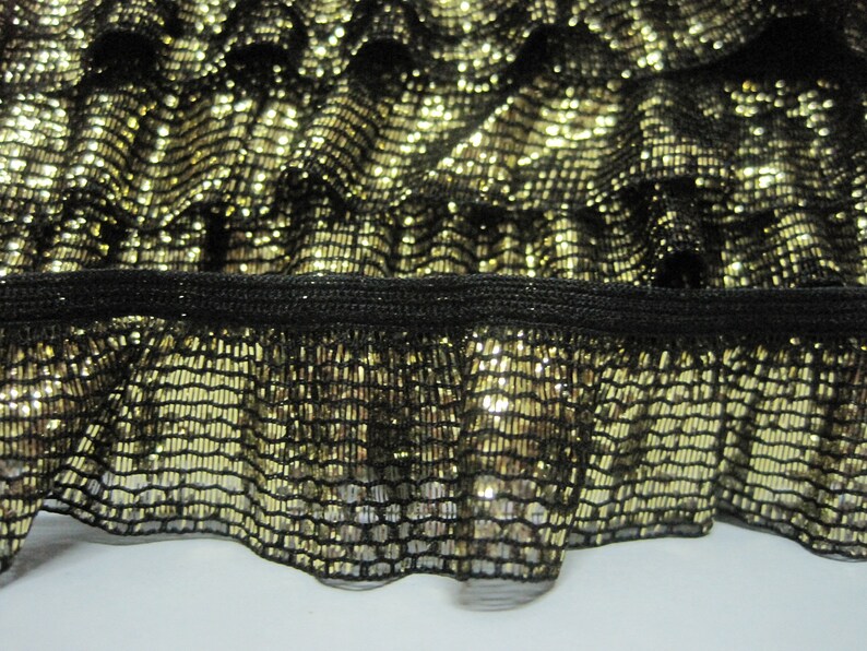5 Yards Gold Metallic and Black Ruffle Elastic Trim Ruffle - Etsy