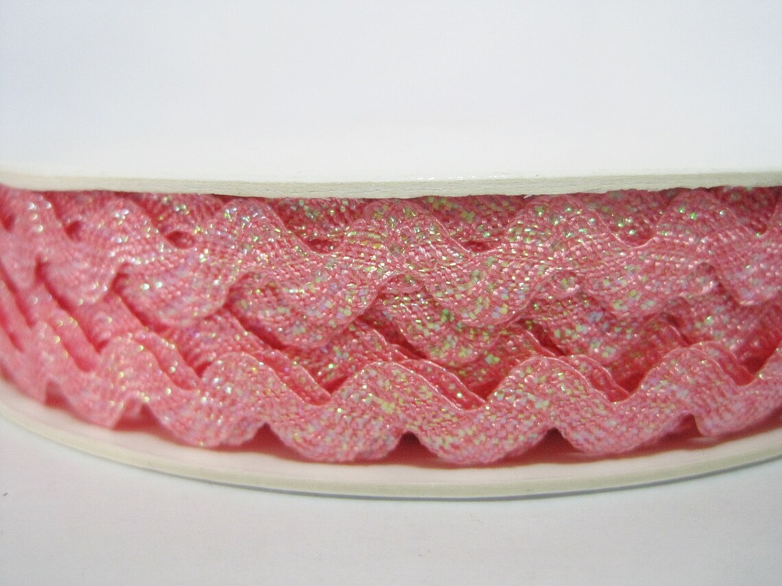 5 Yards Coral Pink Sparkly Rick Rack Trim Glitter Trim Ric - Etsy
