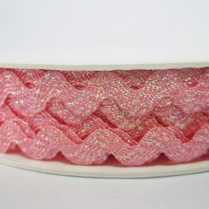 5 Yards Coral Pink Sparkly Rick Rack Trim, Glitter Trim, Ric Rac Trim ...