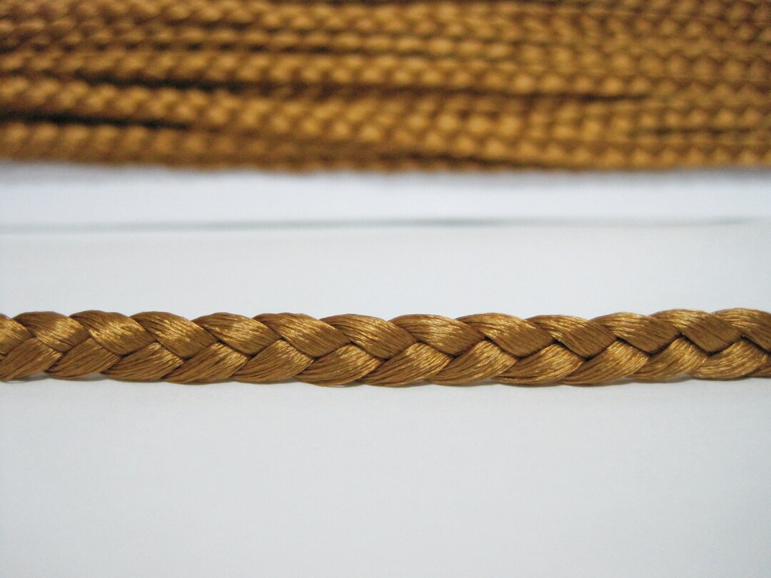 5 Yards 1/4" Braided Cord, Golden Brown Cord, Flat Braided Cord, Flat ...