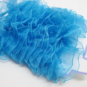 5 Yards Blue Organza Ruffle Elastic Trim 2-layers, Chiffon Ruffle Trim ...
