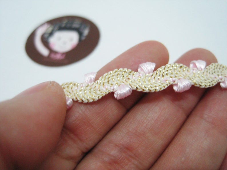 5 Yards Pink Gold Metallic Rick Rack White Trim Gold Ribbon | Etsy