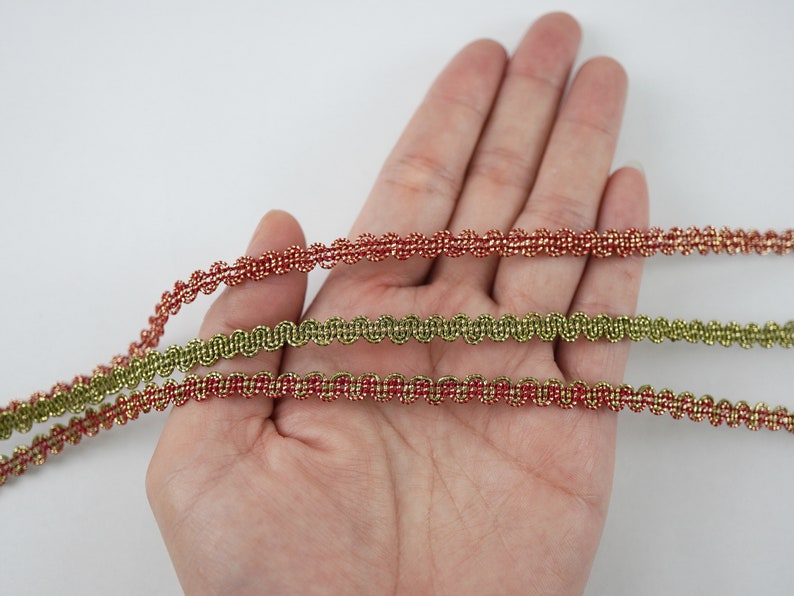 5 Yards Christmas Braid, Red Green With Gold Metallic Braid, Flat ...