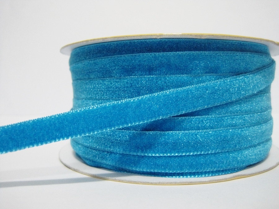 5 Yards 3/8 Turquoise Velvet Ribbon Blue Ribbon Ribbon - Etsy