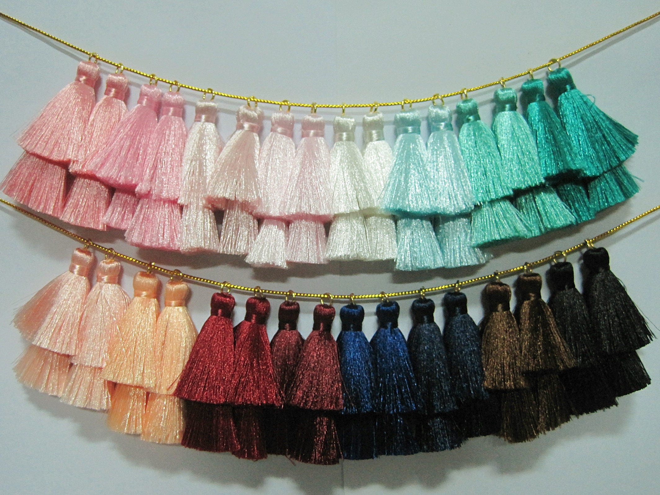 10 Pieces of Double Short Silk Tassel, Tiered Tassel, Stack Tassel ...