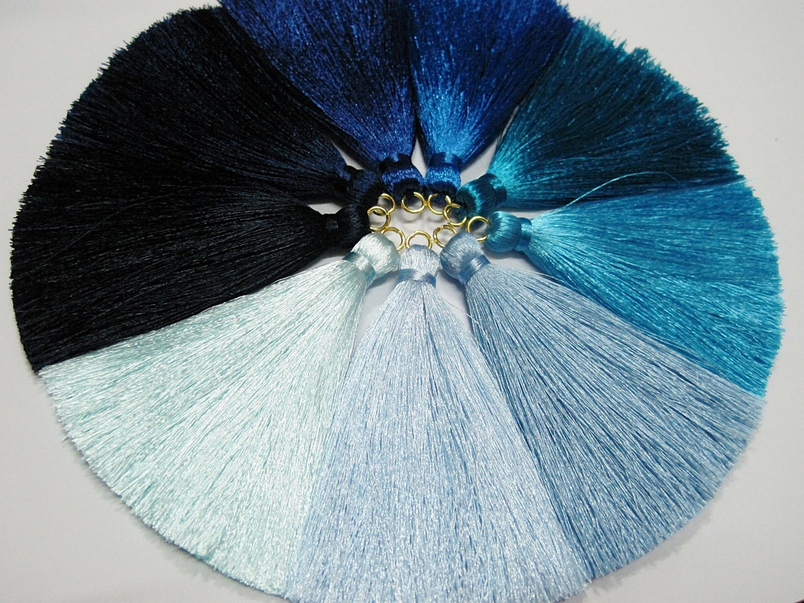 10 Pcs Light Blue SP11 Long Tassel W/ Jump Ring, Wholesale Tassels ...