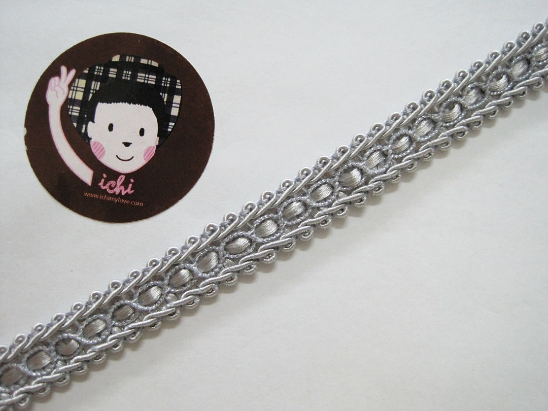 5 Yards 1/2" Silver Gimp Braid Trim, Silver Braided Trim, Braided Gimp ...