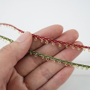 5 Yards 3/16" Light Gold Metallic Picot, Christmas Picot, Picot Edge ...