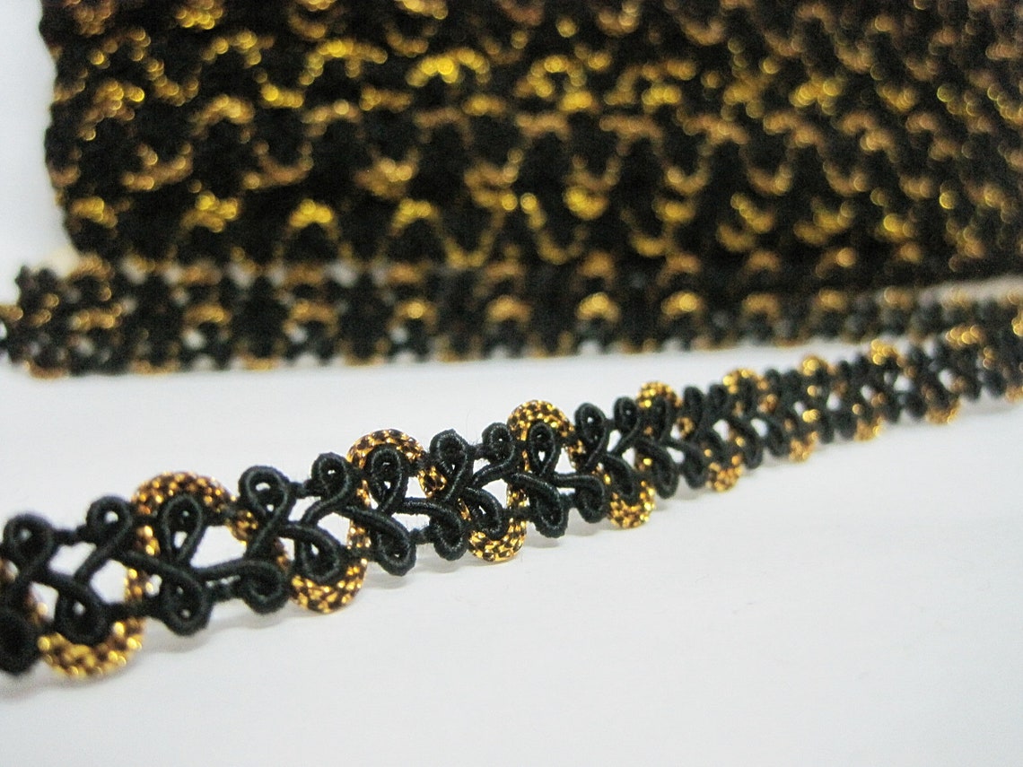 5 Yards Black Gold Metallic Rick Rack Trim Ric Rac Trim - Etsy