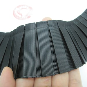 1 Yd 2" Black Grosgrain Box Pleated Trim, Box Pleated Trim, Box Pleated ...