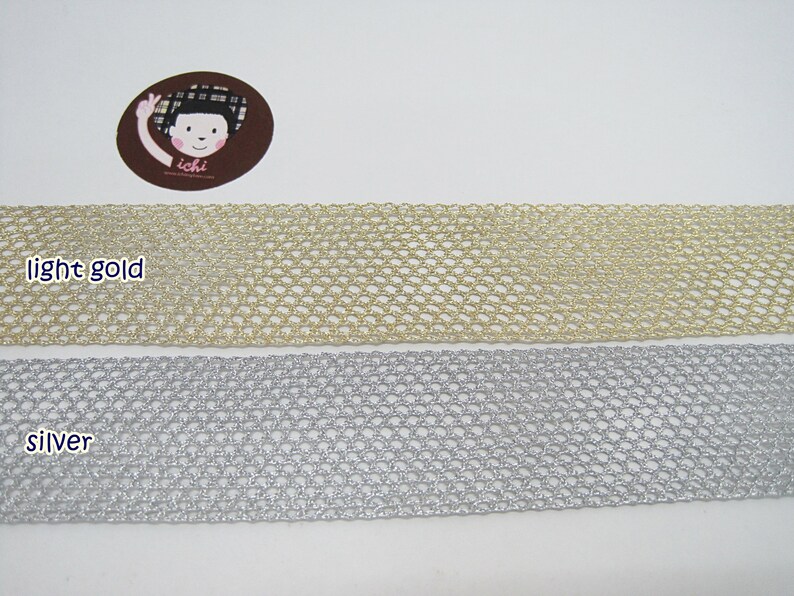 5 Yards 1-3/8 Silver Metallic Net Ribbon Glitter Yarn | Etsy