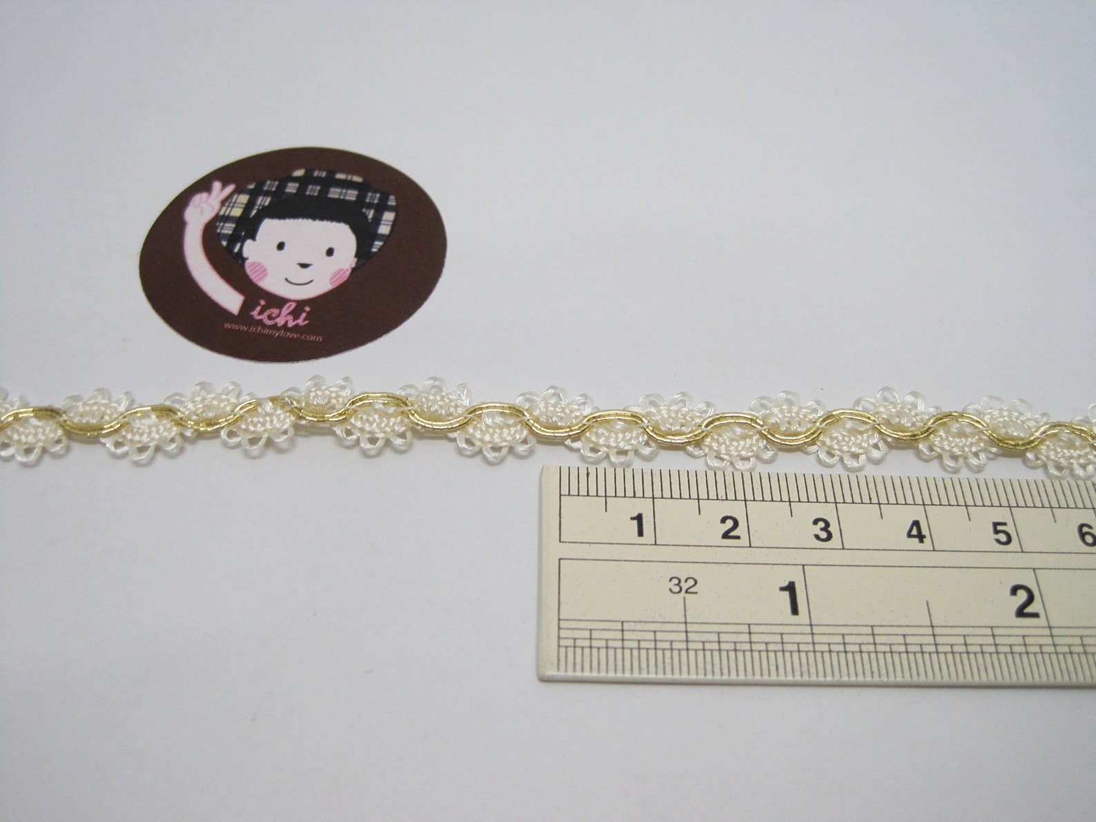 5 Yards Cream Picot Rick Rack With Gold Braided, Cream Trim, Cream Rick ...