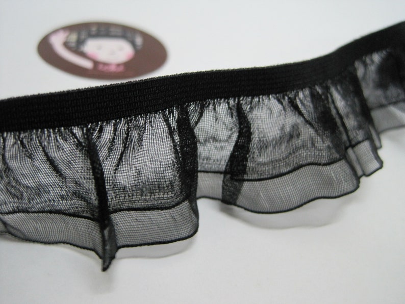 5 Yards Black Organza Ruffle Elastic Trim 2-layers Chiffon | Etsy