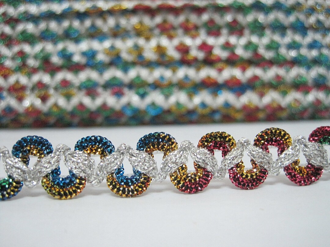 5 Yards Multicolored Metallic Rick Rack Trim, Ric Rac Trim, Rick Rack ...