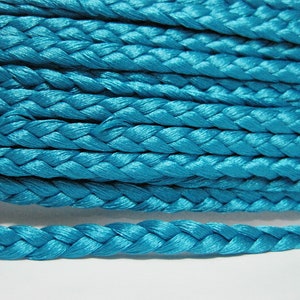5 Yards 1/4" Braided Cord, Aqua Blue Cord, Flat Braided Cord, Flat Cord ...